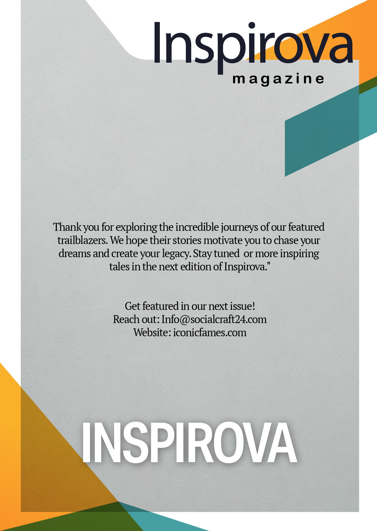 Inspirova Magazine by SocialCraft24 Solutions - Iconic Fames- MAGAZINE
